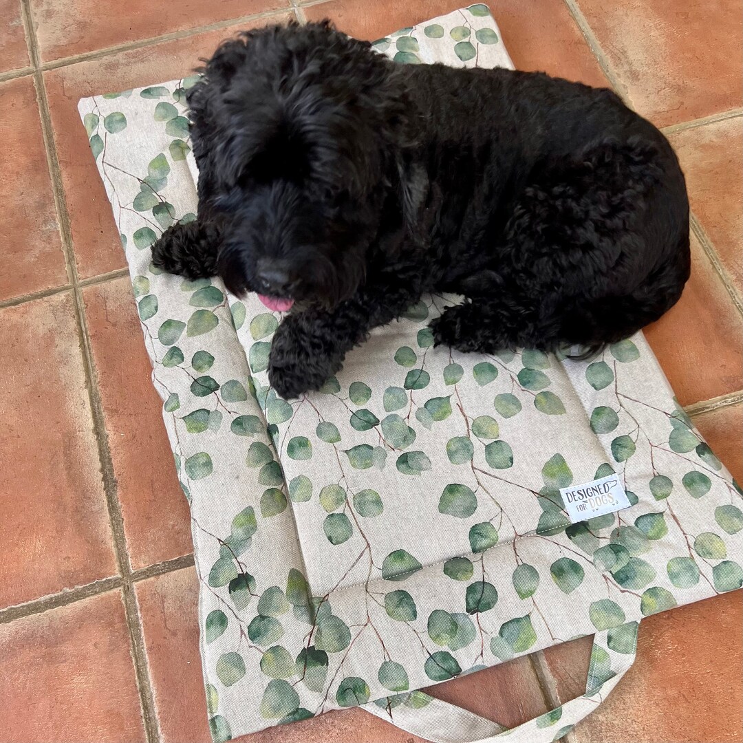 Sage Green Leaves PICNIC PAD - Dog Settle Mat in Leaf Print Cotton, Dog Travel Bed - Etsy UK