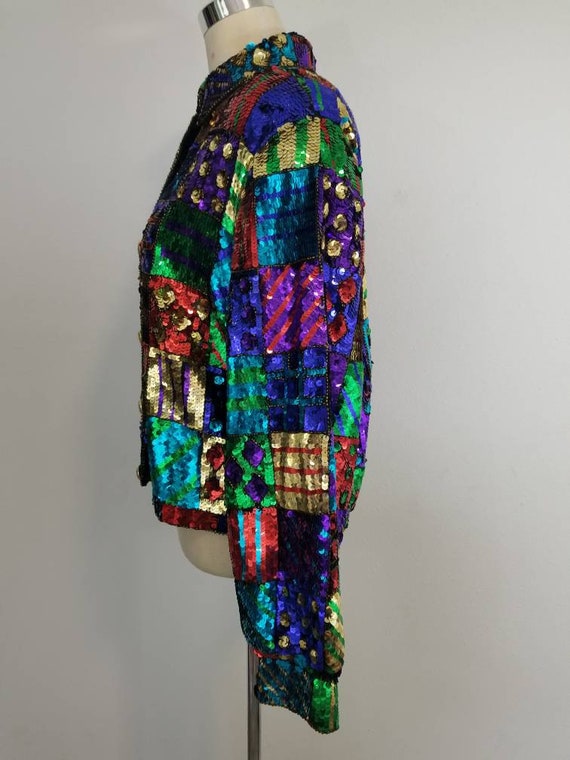 Vintage Sequin Jacket / Rainbow / Novelty Jacket / Ch… - Gem