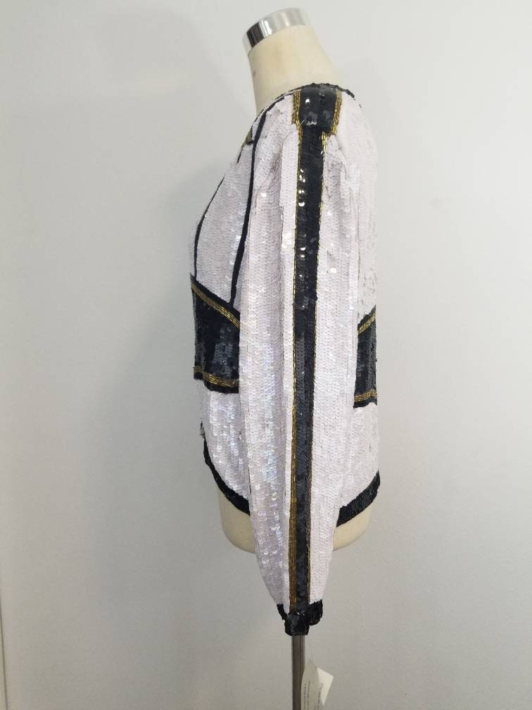 Vintage Sequin and Beaded Jacket/ Star Pattern/ Racing Cropped ...