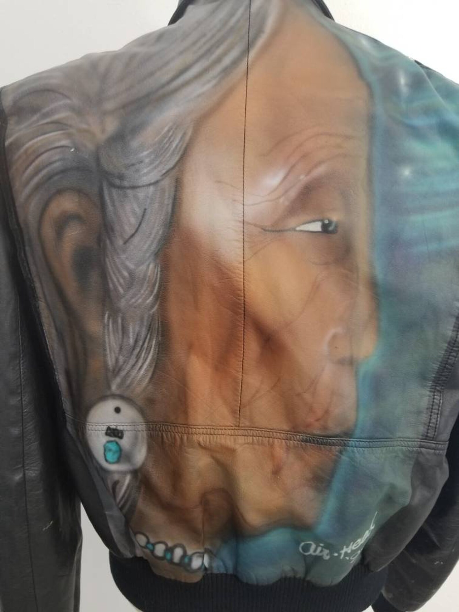 Vintage Leather Jacket / Hand Painted / Native American / Air Brush ...