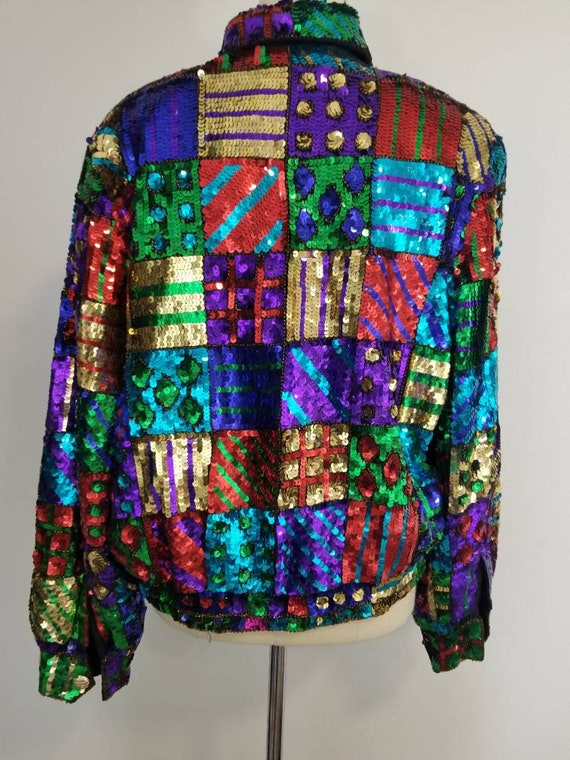 Vintage Sequin Jacket / Rainbow / Novelty Jacket / Ch… - Gem