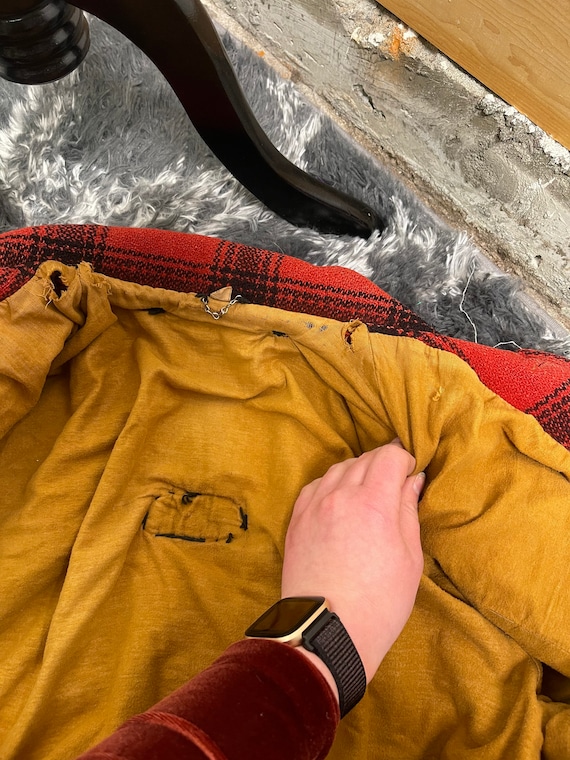 1950s red hunting hand tailored plaid coat - Gem