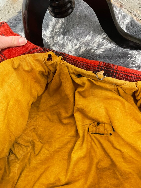 1950s red hunting hand tailored plaid coat - Gem