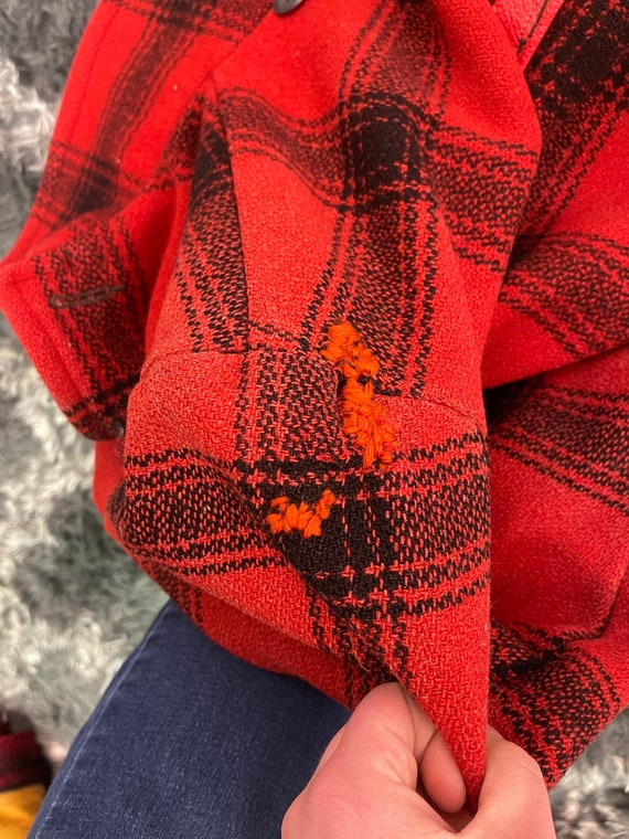 1950s red hunting hand tailored plaid coat - Gem