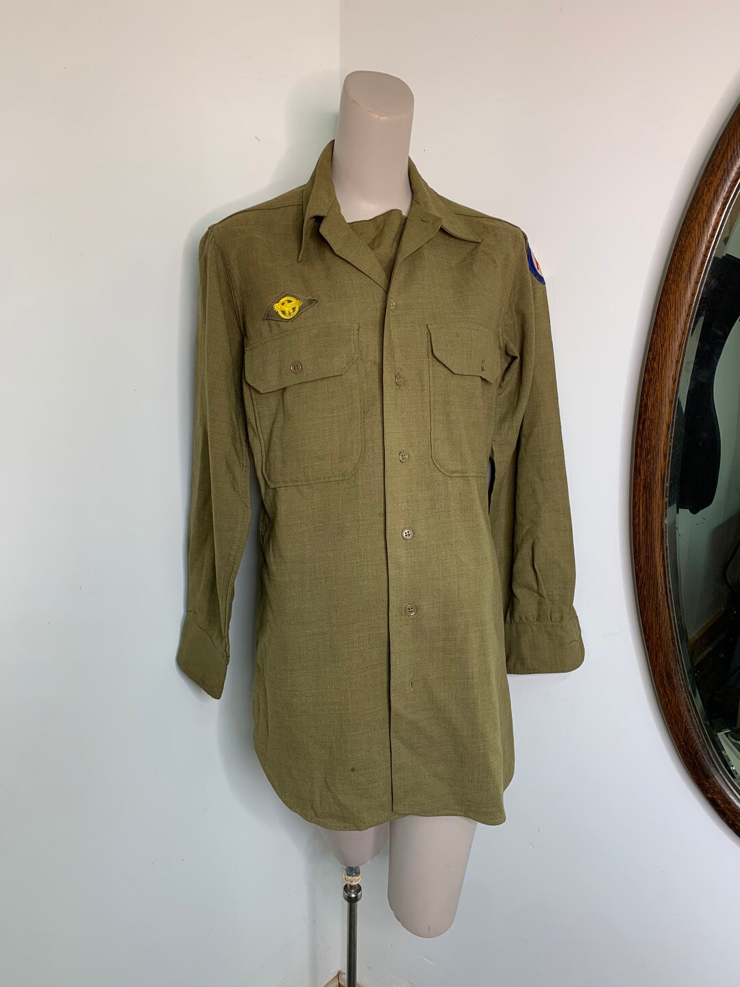 WW2 M1937 US Army Flannel Uniform Shirt With Honorable Discharge Patch ...