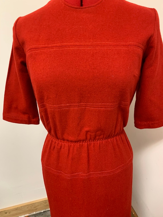 1950s Red Wool Working Dress! - Gem