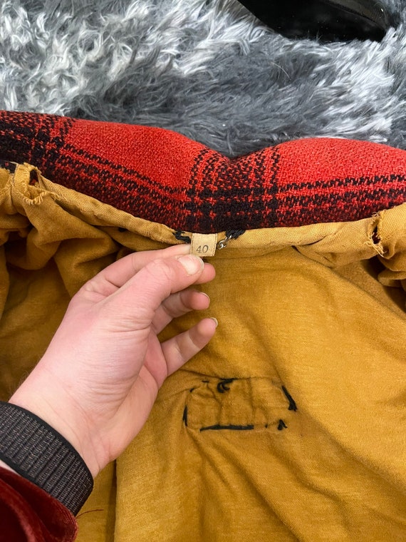 1950s red hunting hand tailored plaid coat - Gem