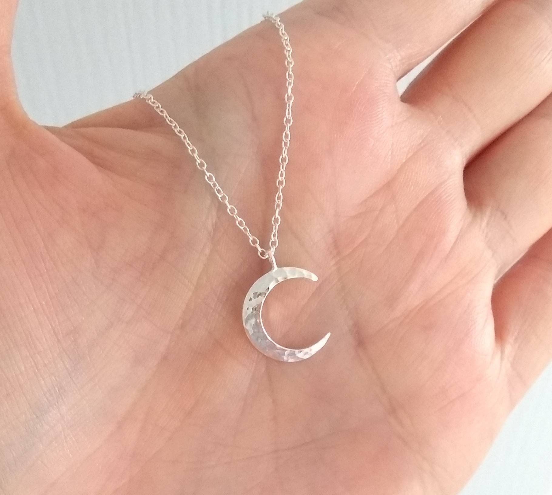 Silver Moon Necklace Sterling SilverHalf Moon Necklace | Etsy