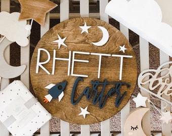 Nursery Round Sign Moon - Etsy