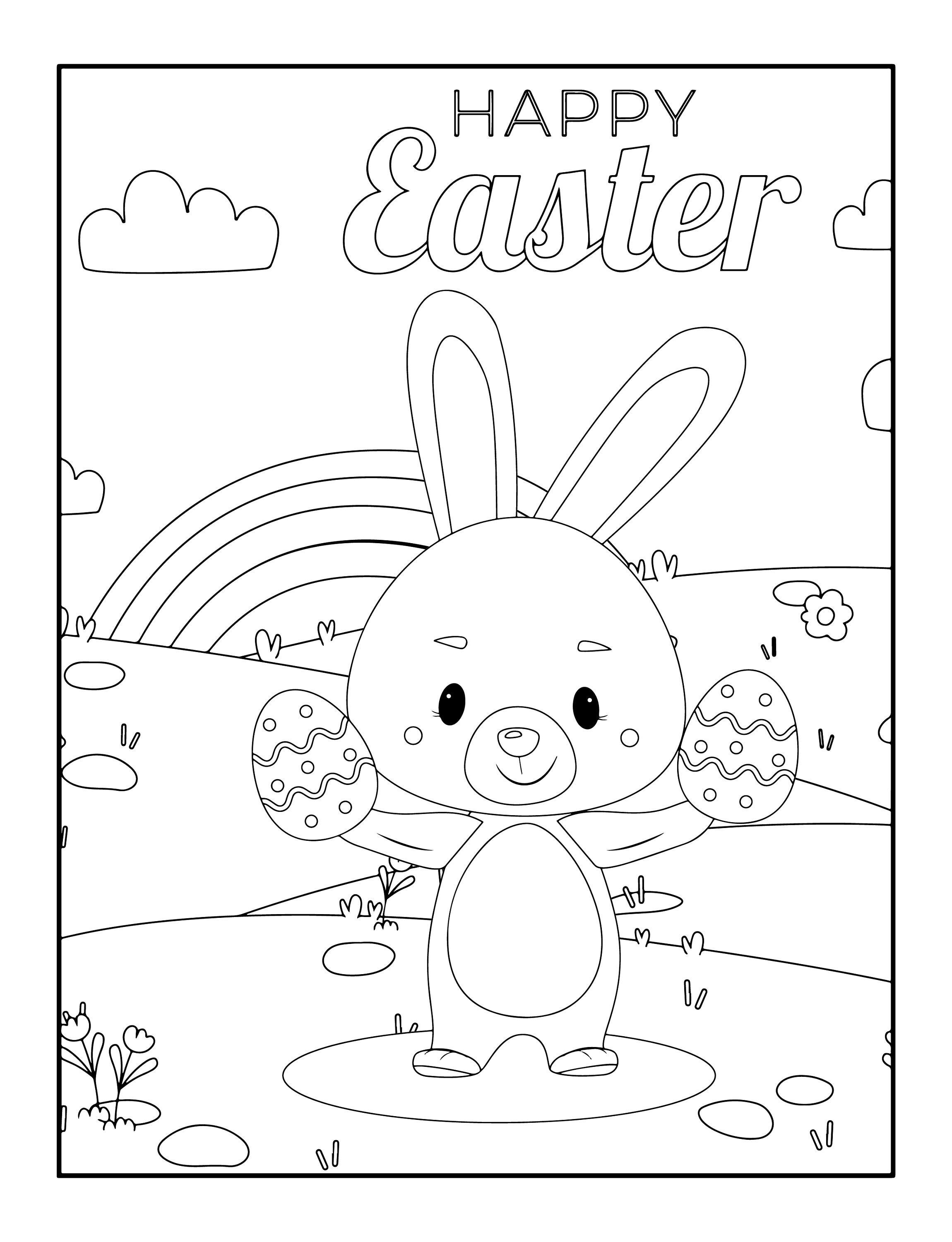 Happy Easter Coloring Pages - Etsy