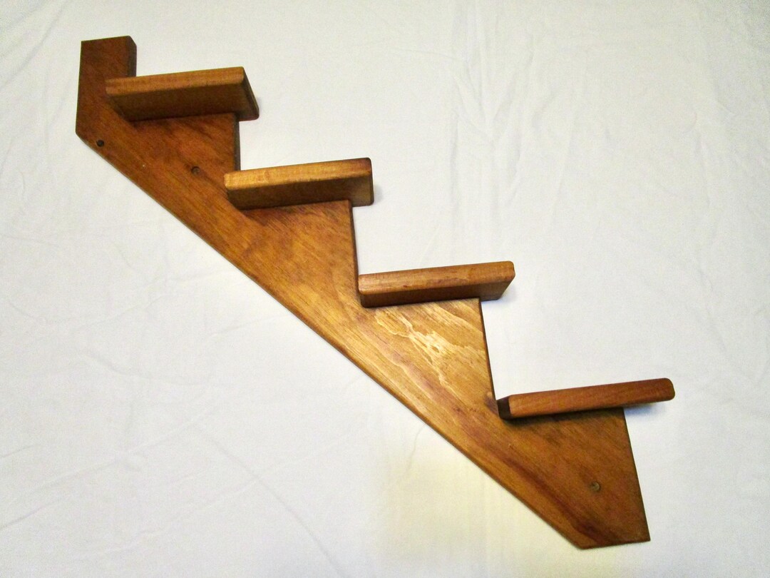 Vintage Shelf Wood 34 Long Stairs Staircase Looks Handmade 5 Steps Tier ...
