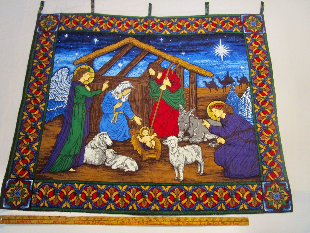 Vintage Christmas NATIVITY Door Wall Hanging Finished VIP CRANSTON ...