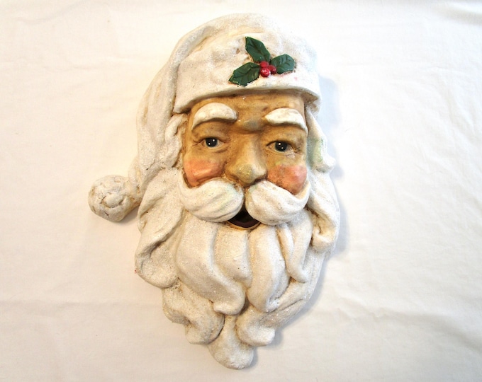 Large Vintage Santa Head Face Wall Door Hanging 18" Composition Paper ...