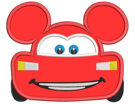 Lightning Mcqueen Ears Mickey Mouse Applique Design INSTANT | Etsy Lightning Mcqueen Ears Mickey Mouse Applique Design INSTANT | Etsy