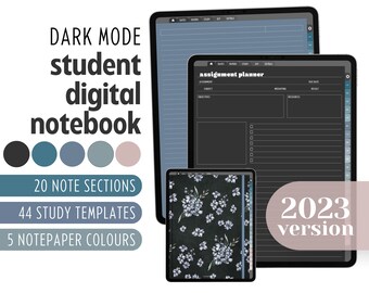 Dark Mode Digital Notebook With 12 Tabs for Goodnotes iPad - Etsy