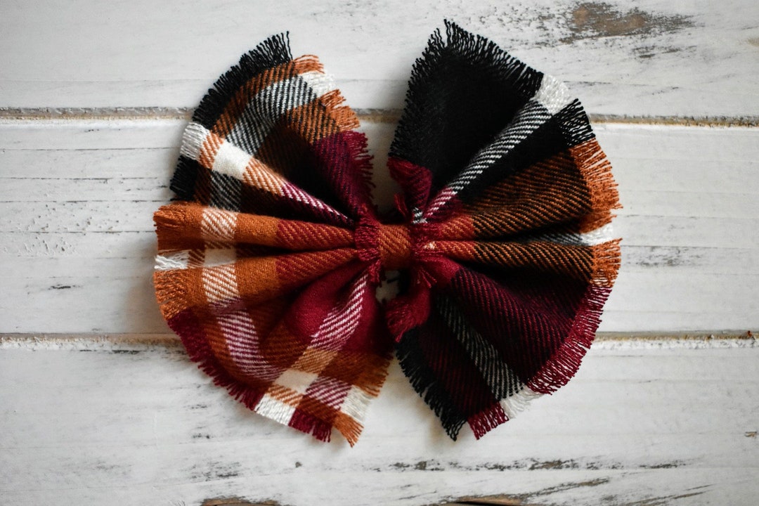 Fall Plaid Big Messy Frayed Bow for Babies Toddlers Girls - Etsy