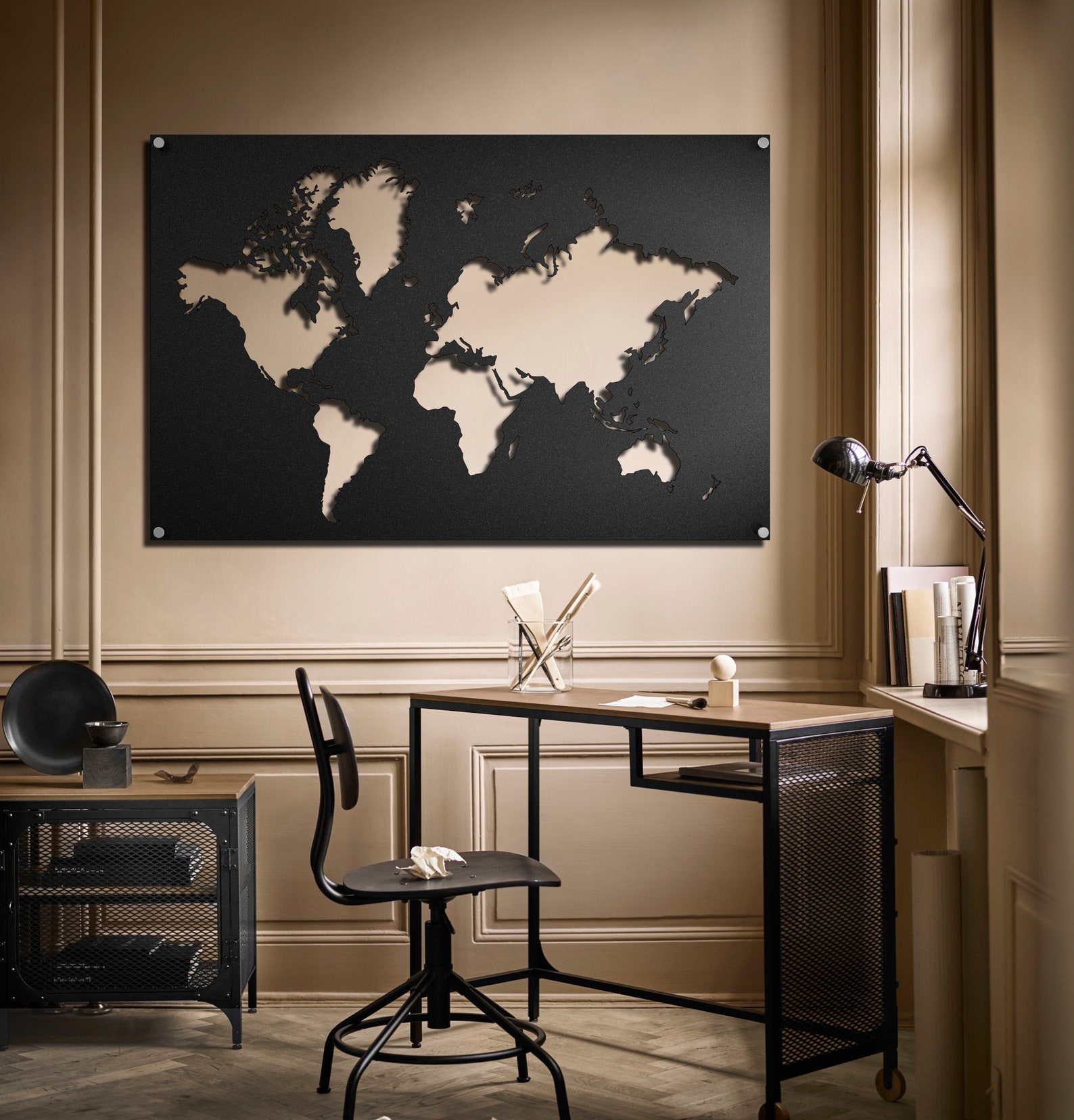 World Map Metal Wall Art | Etsy