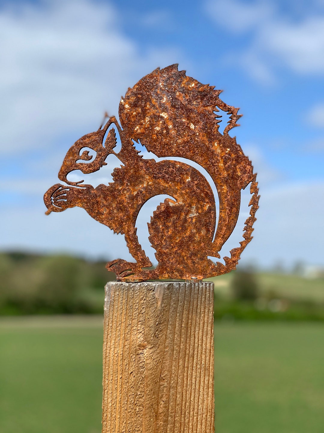 Rusty Squirrel Fence Topper - Etsy