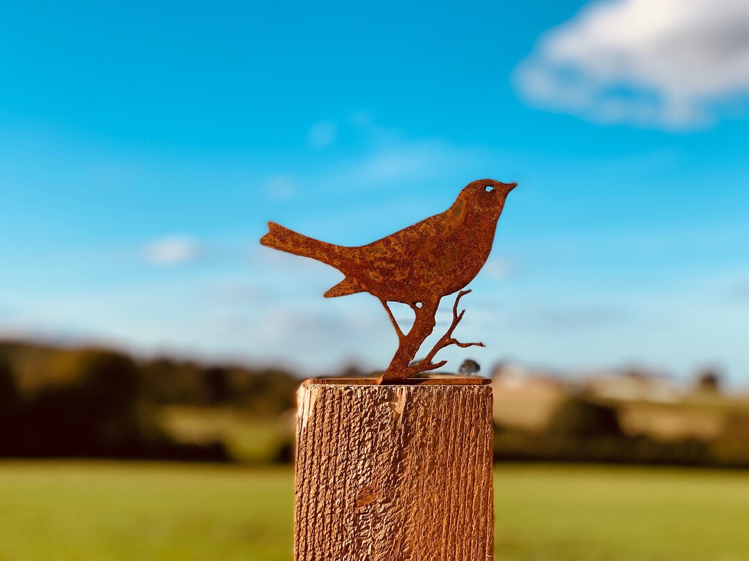 Rusty Metal Bird Post Topper - Etsy UK