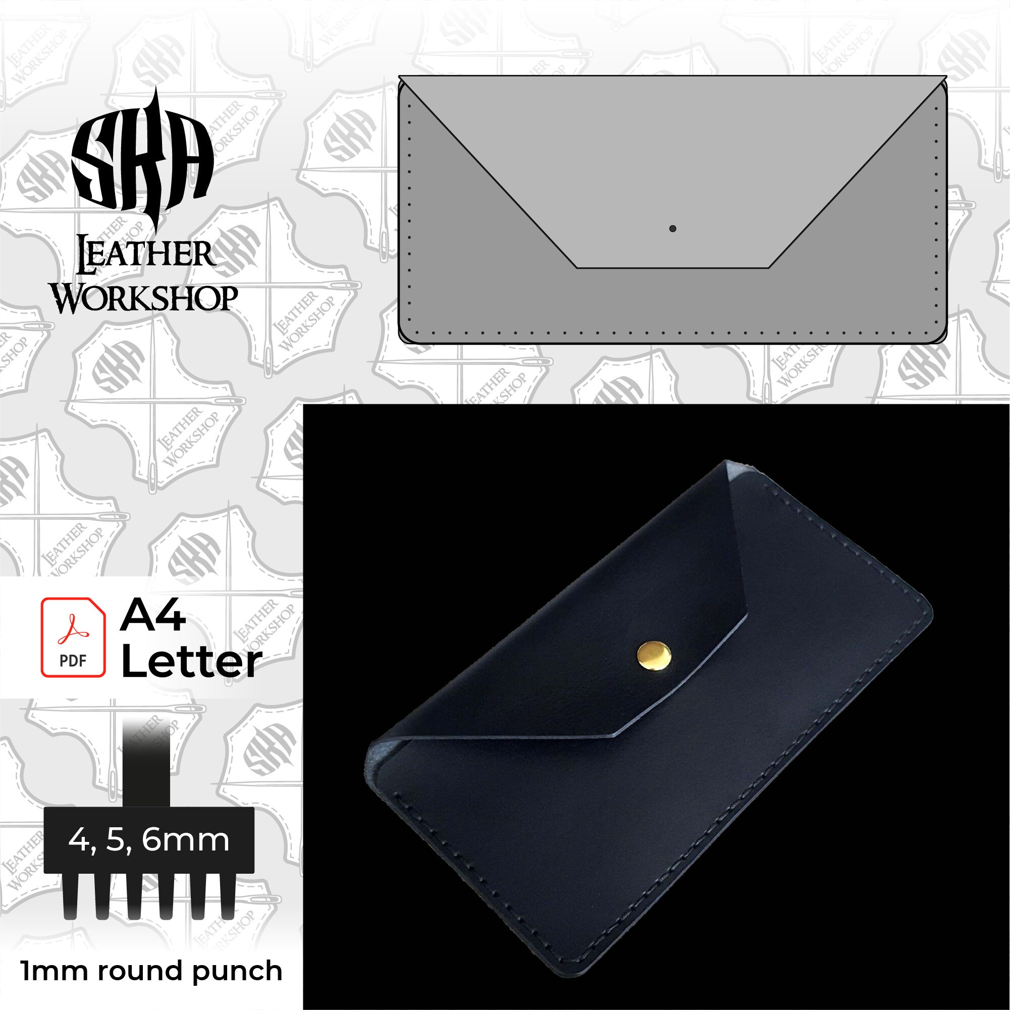 Leather Envelope Pattern Pdf, Envelope Template, Slim Wallet Pattern ...