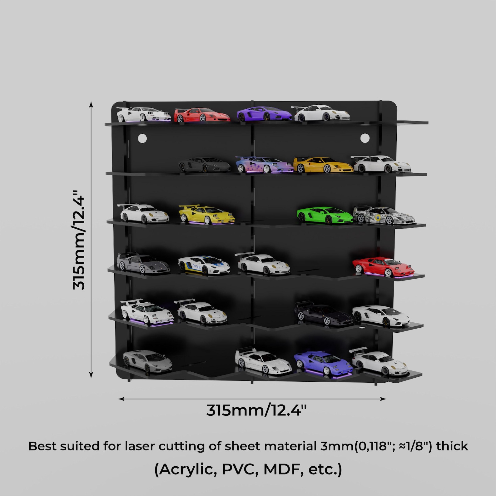 Diecast Display Stand 1/64, Diecast Storage, Laser Cut Template, Dxf ...