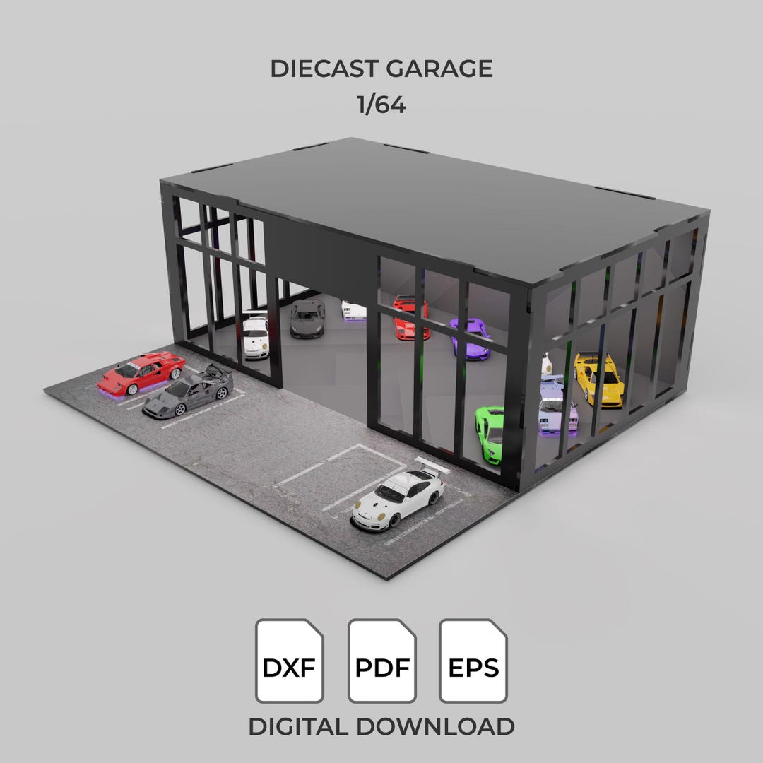 Diecast Display Stand, Diecast Garage Template, 1/64, Laser Cut ...