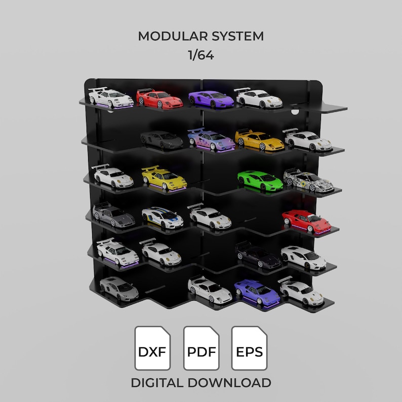 Diecast Display Stand 1/64, Diecast Storage, Laser Cut Template, Dxf ...