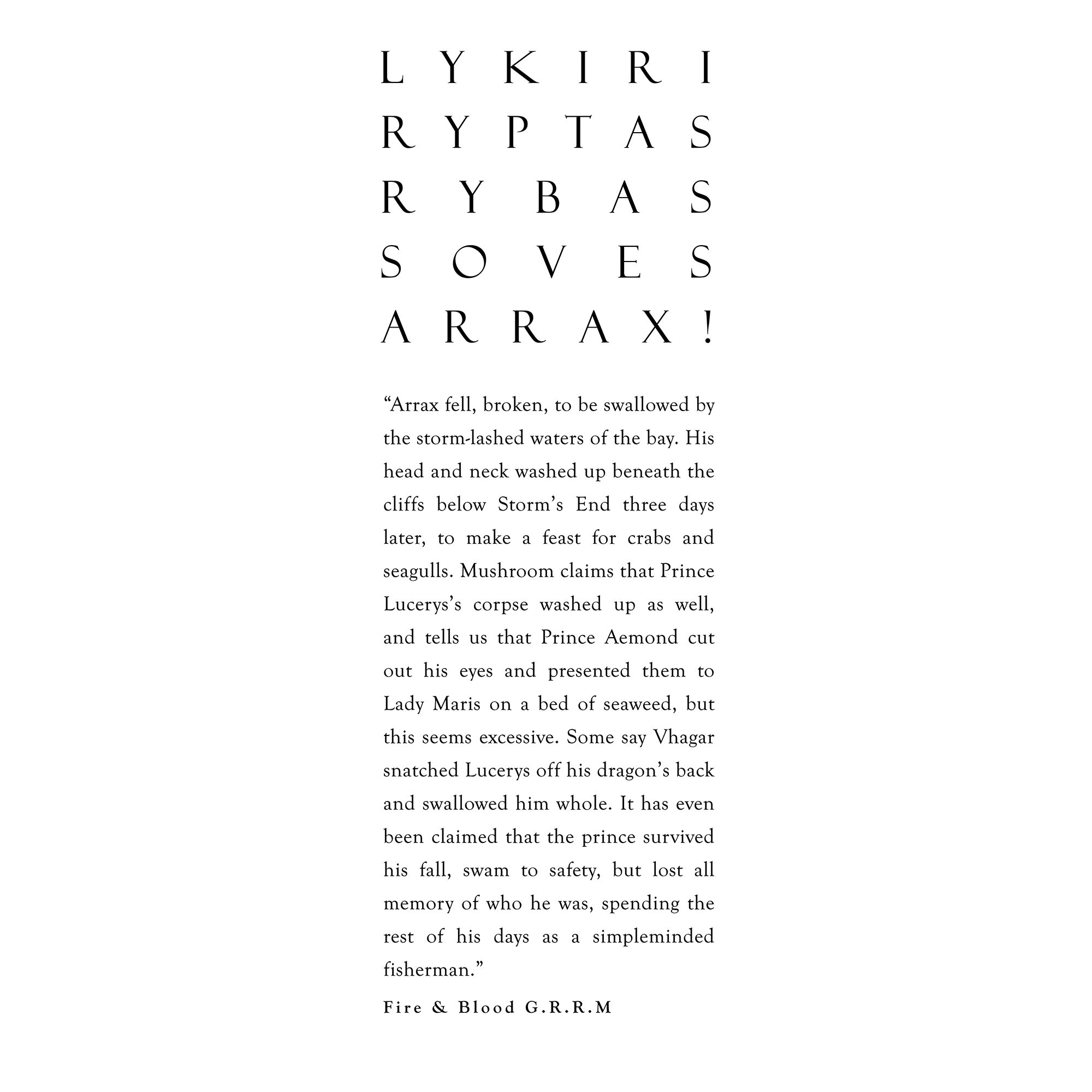 HOTD Fanmade Dragon Minimalist Print - Valyrian - Soves, Arrax! - Arrax ...