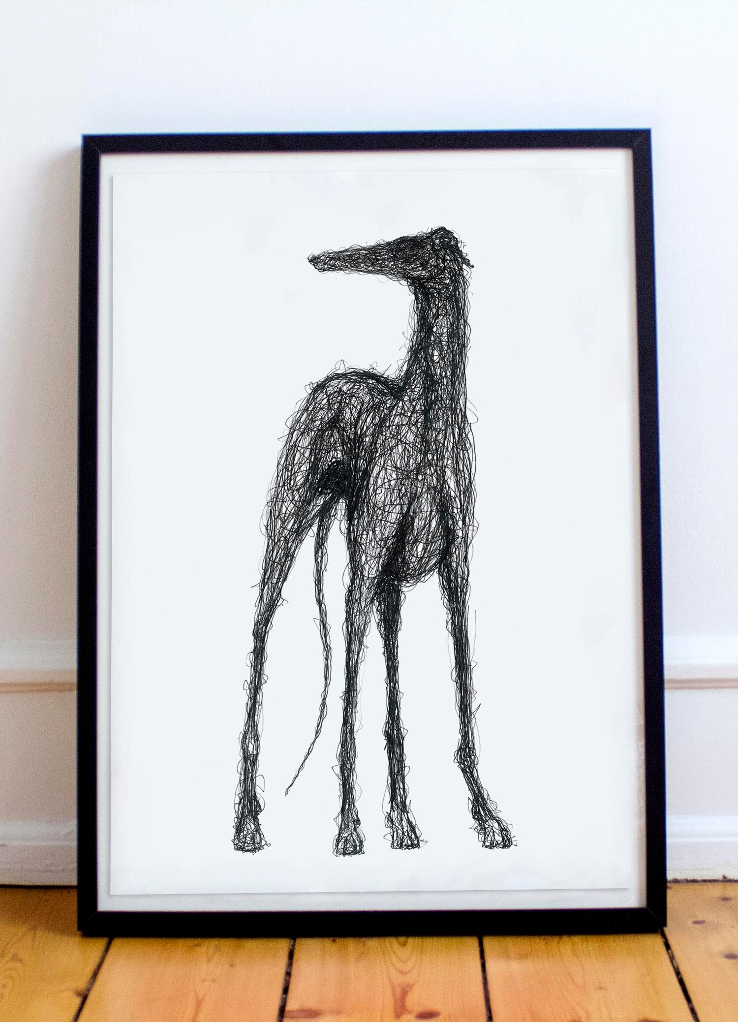 Greyhound Poster Ink Drawing Print Instant Download | Etsy