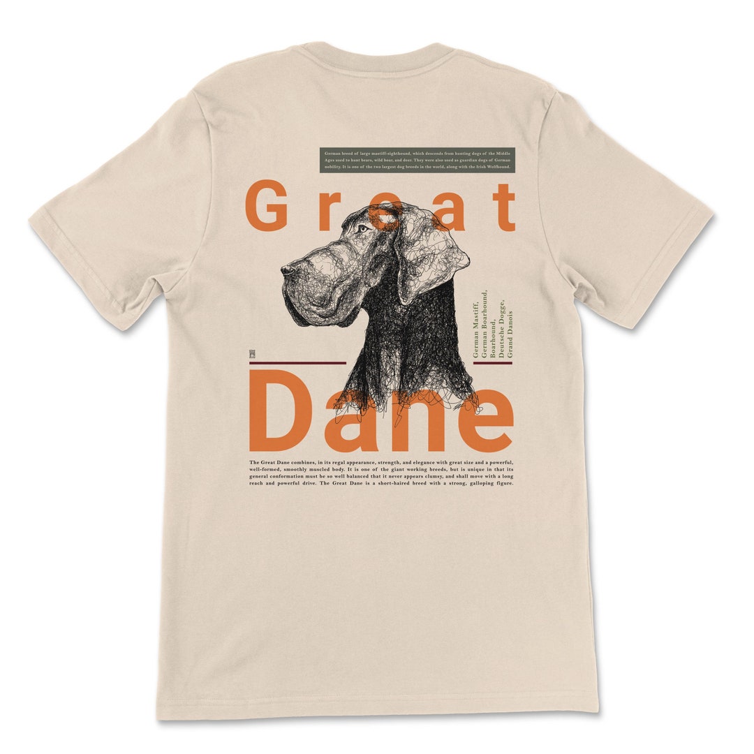 Great Dane Poster - V2 - Dog - Ink Drawing - Design Premium Unisex T ...