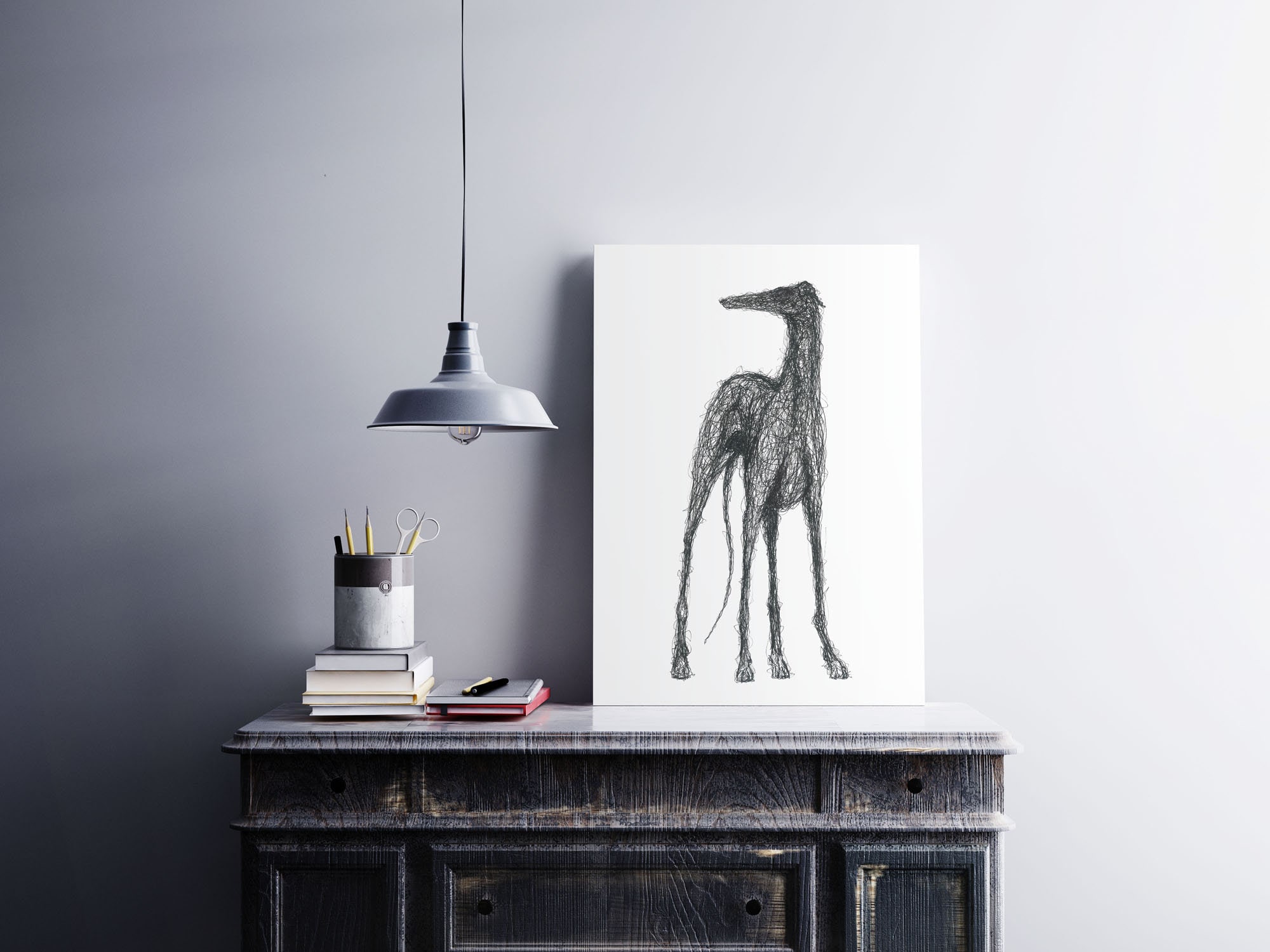 Greyhound Poster Ink Drawing Print Instant Download | Etsy
