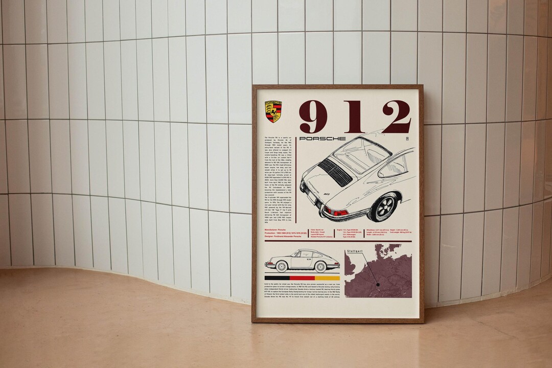 912 - 1966 - Midcentury German Classic Car Poster - Instant Download - Etsy