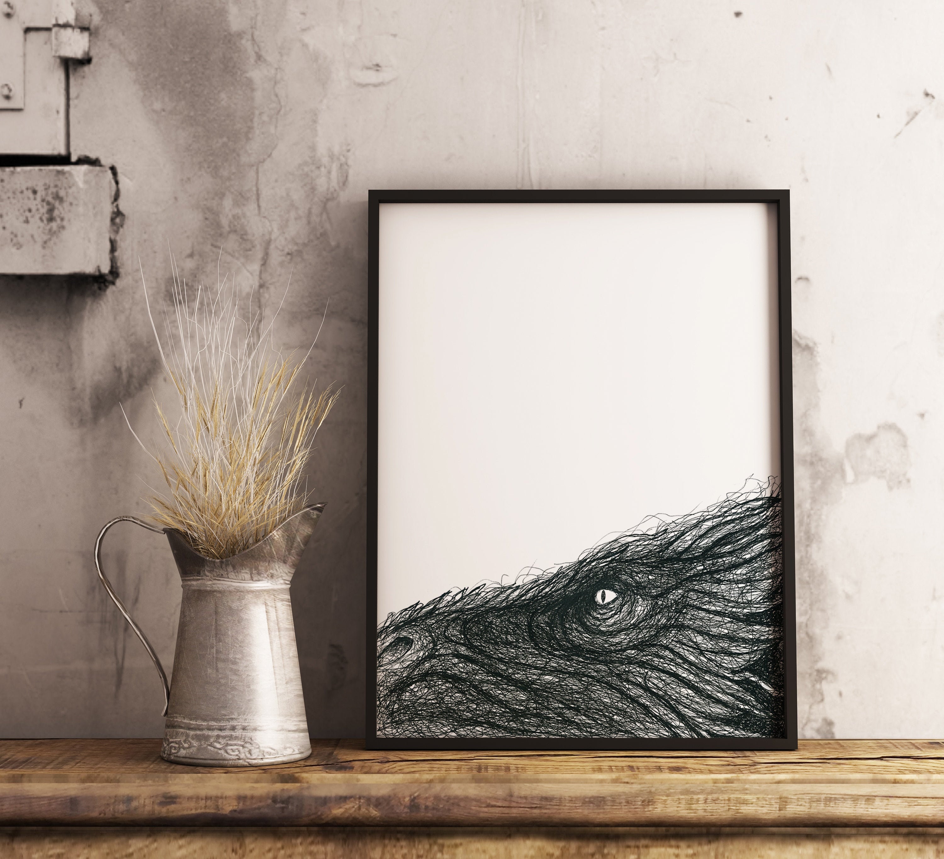 The Dragon - Ink Drawing Poster - Art Print - Instant Download - Etsy