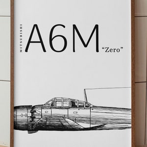 Mitsubishi A6M Zero Print - Ww2 Japanese Fighter Plane - Minimalist ...