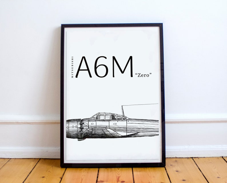 Mitsubishi A6M Zero Print - Ww2 Japanese Fighter Plane - Minimalist ...