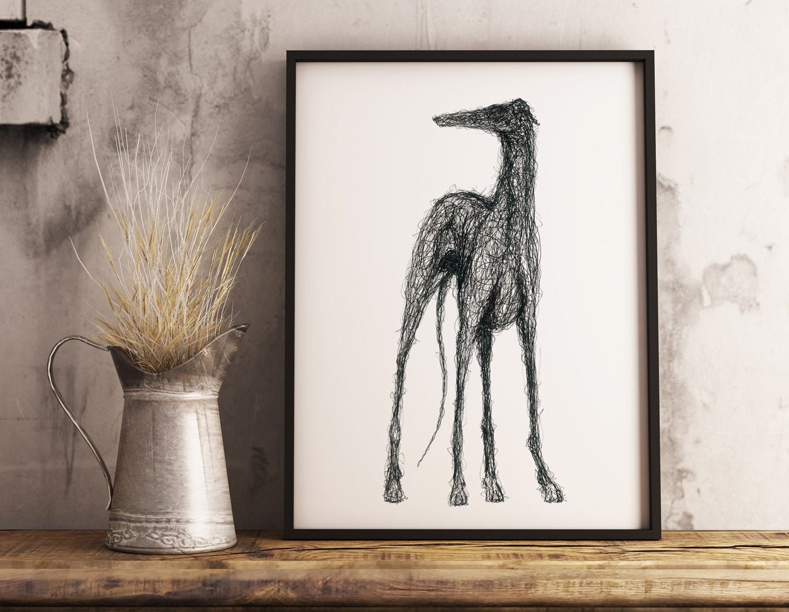 Greyhound Poster - Ink Drawing - Print - Instant Download - Etsy