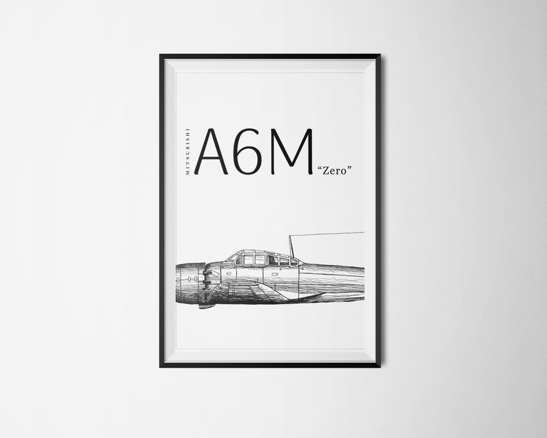 Mitsubishi A6M Zero Print - Ww2 Japanese Fighter Plane - Minimalist ...