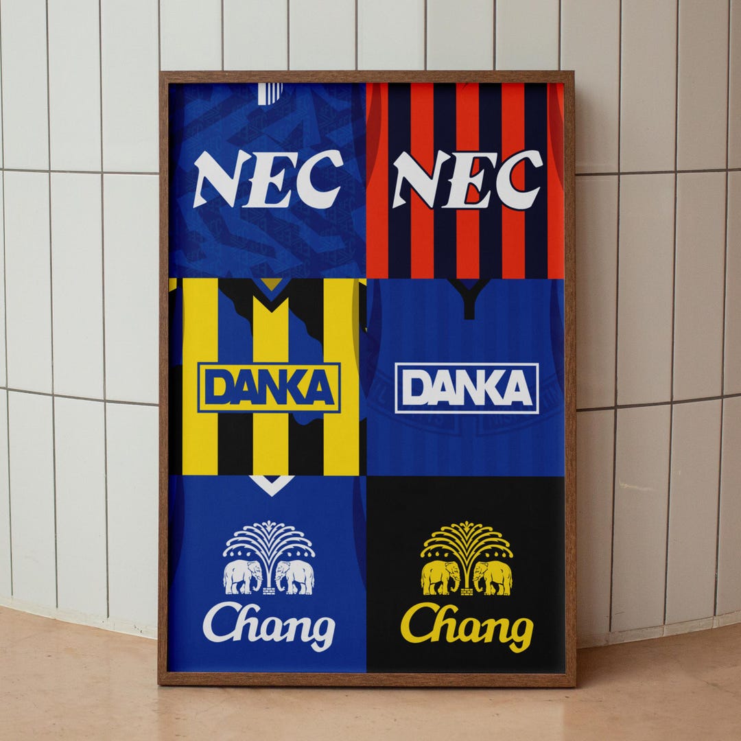 Everton FC Retro Shirts Squares Poster | Home Decor Unframed Football ...