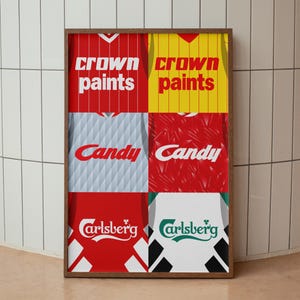 Liverpool FC Retro Kit Collection Poster Home Decor Unframed Football ...