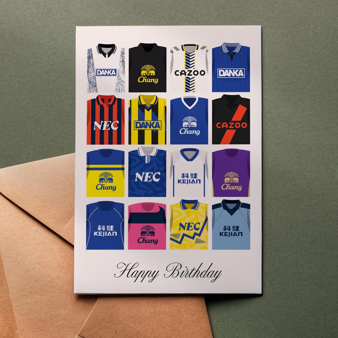 Everton Birthday Card: Retro Football Shirts, Classic Kit - Etsy