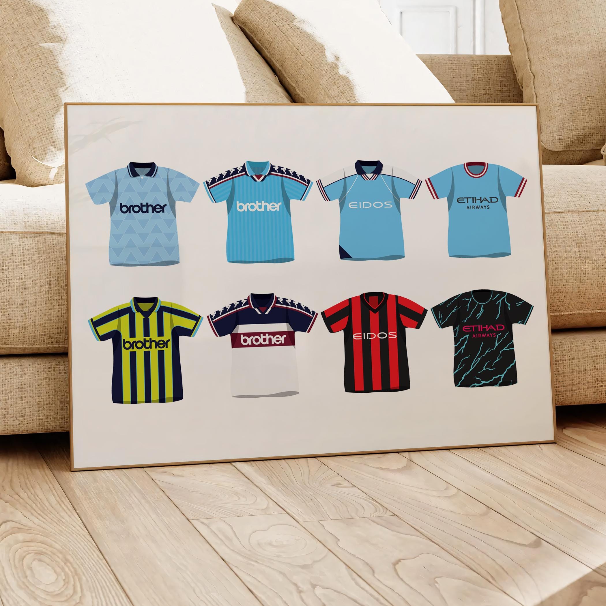 Manchester City Retro Kit History Art Print: Football Club Unframed ...