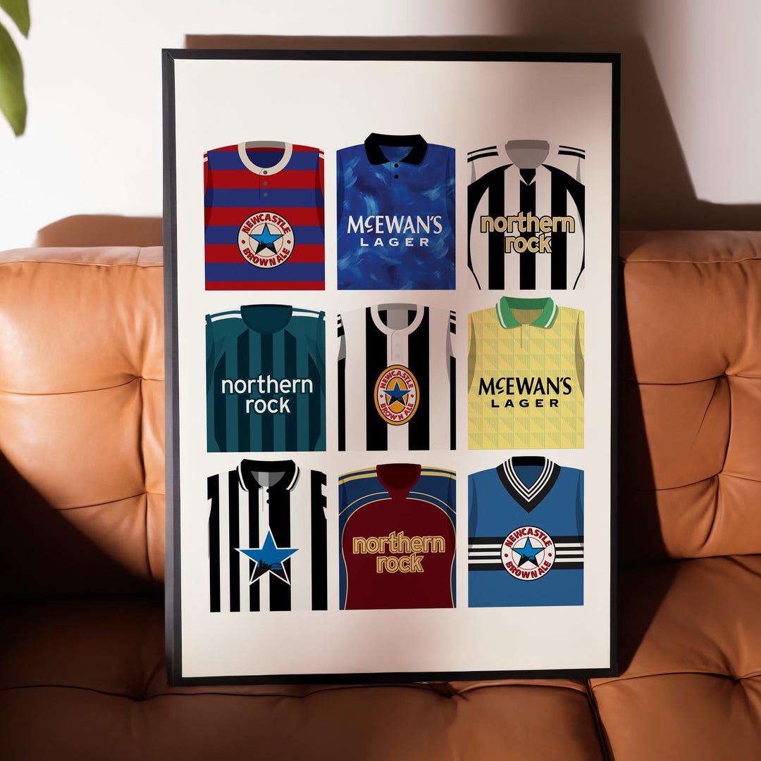 Newcastle United Retro Kit Poster: Football Club Wall Art Unframed ...