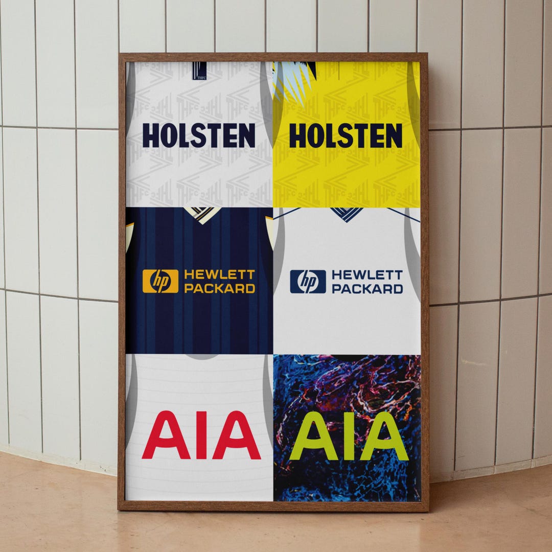 Tottenham Retro Shirts Squares Poster Home Decor Unframed Football Club ...
