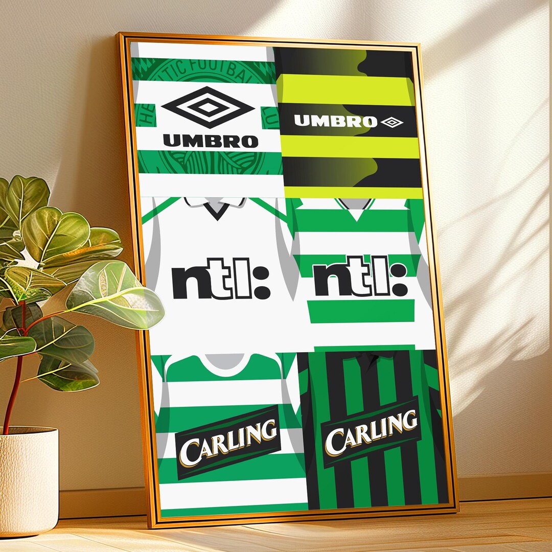 Celtic Retro Shirts Squares Poster Home Decor Unframed Football Club ...