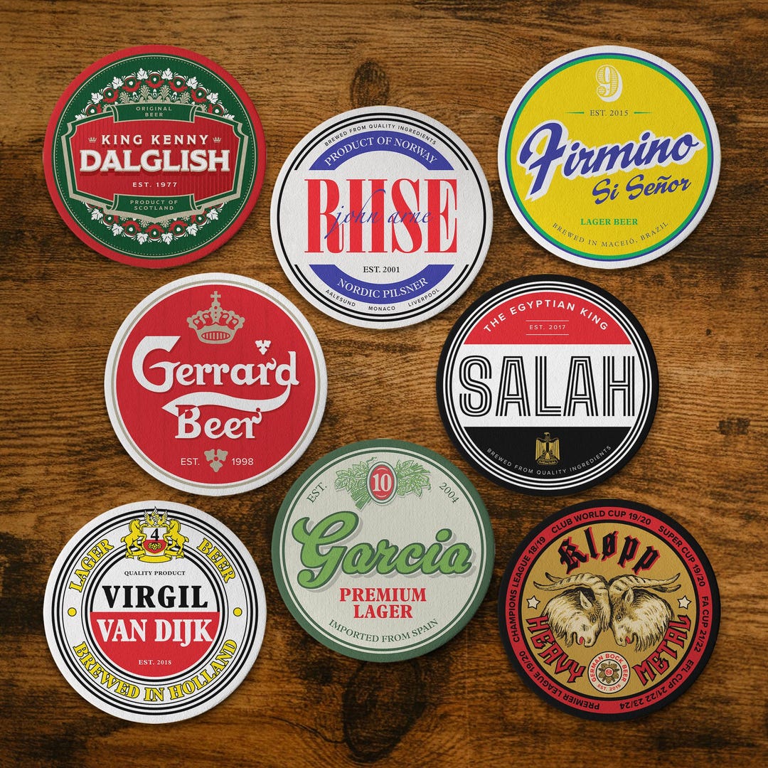 Liverpool FC Beer Mats | Set of 8 Football Beer Mat Coasters - Etsy