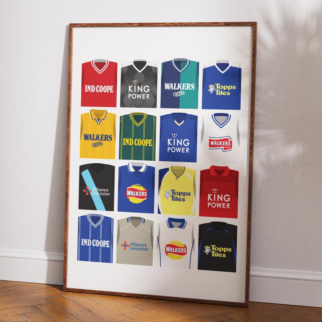 Leicester City Retro Kit History Poster | Home Decor Unframed Football ...