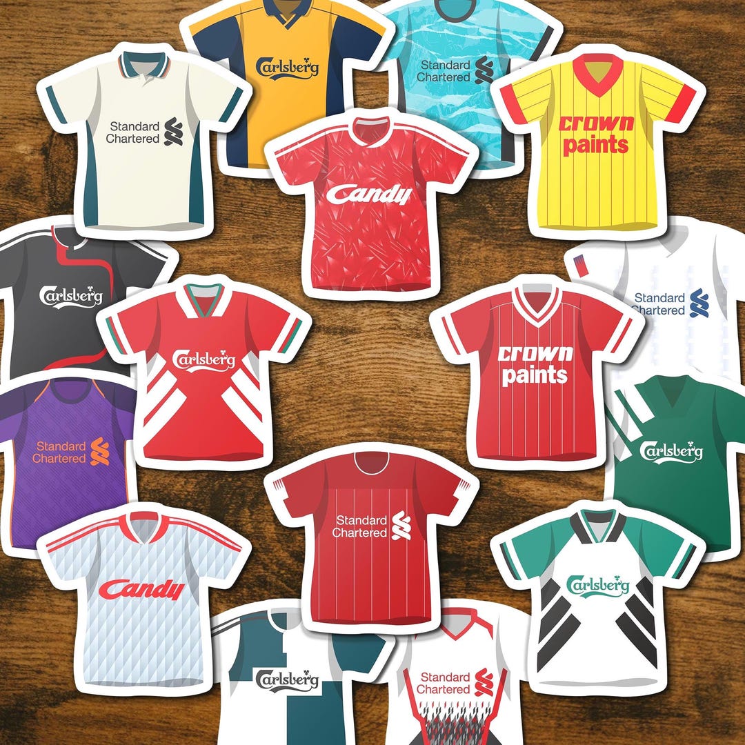 Liverpool FC Stickers Classic Kits | Set of 16 Vinyl Stickers ...