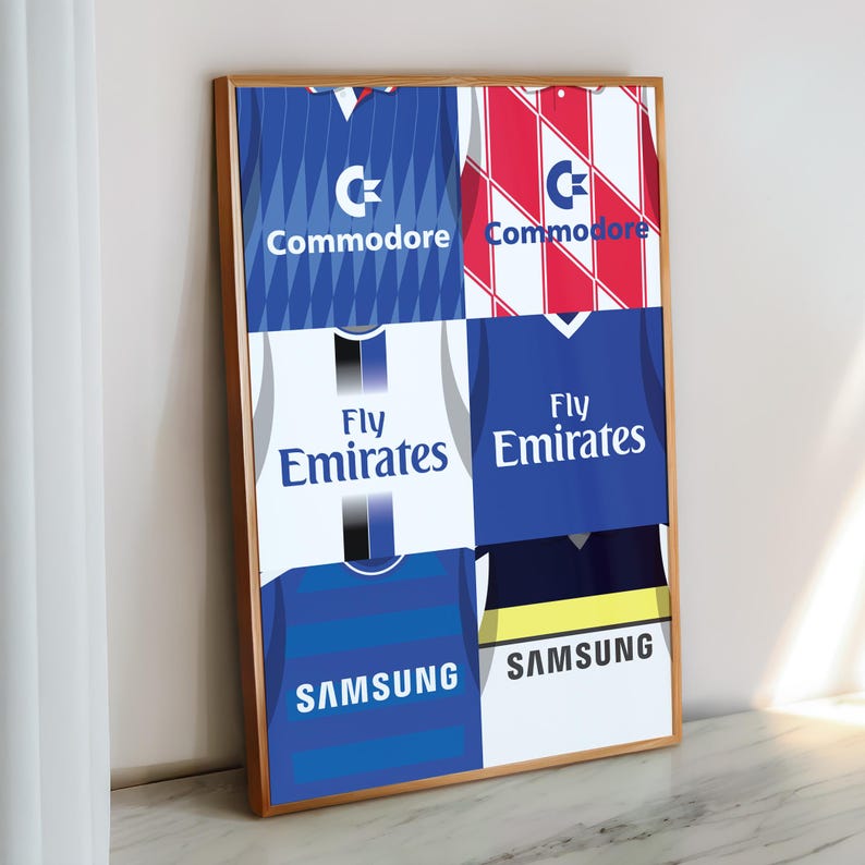 Chelsea FC Retro Kit History Poster | Home Decor Unframed Football Club ...
