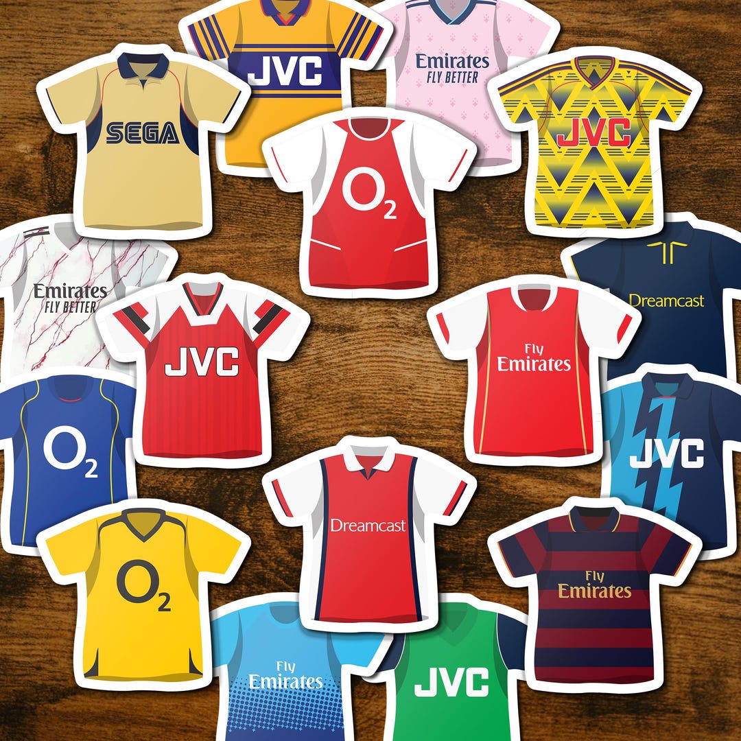 Arsenal Stickers Classic Kits | Set of 16 Vinyl Stickers Waterproof ...