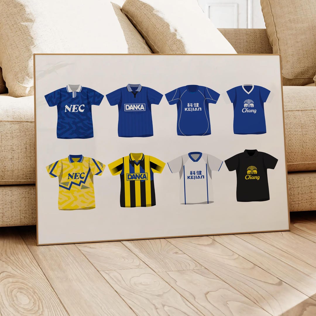 Everton FC Classic Shirts Poster | Home Decor Unframed Football Club ...